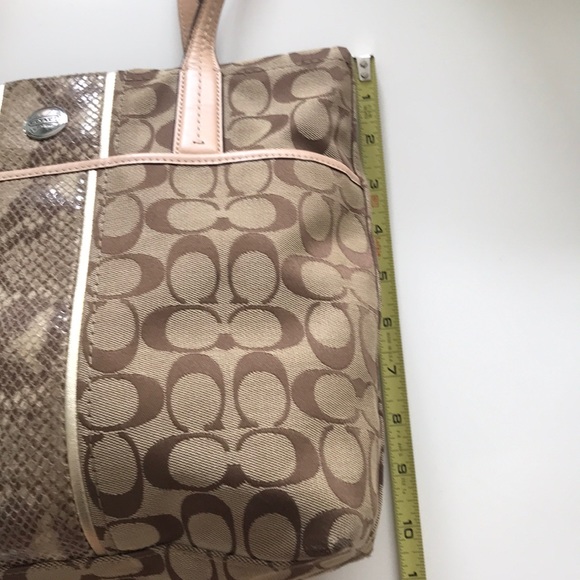 Coach | Bags | Coach Signature Purse In Tan Trimmed W Python | Poshmark
